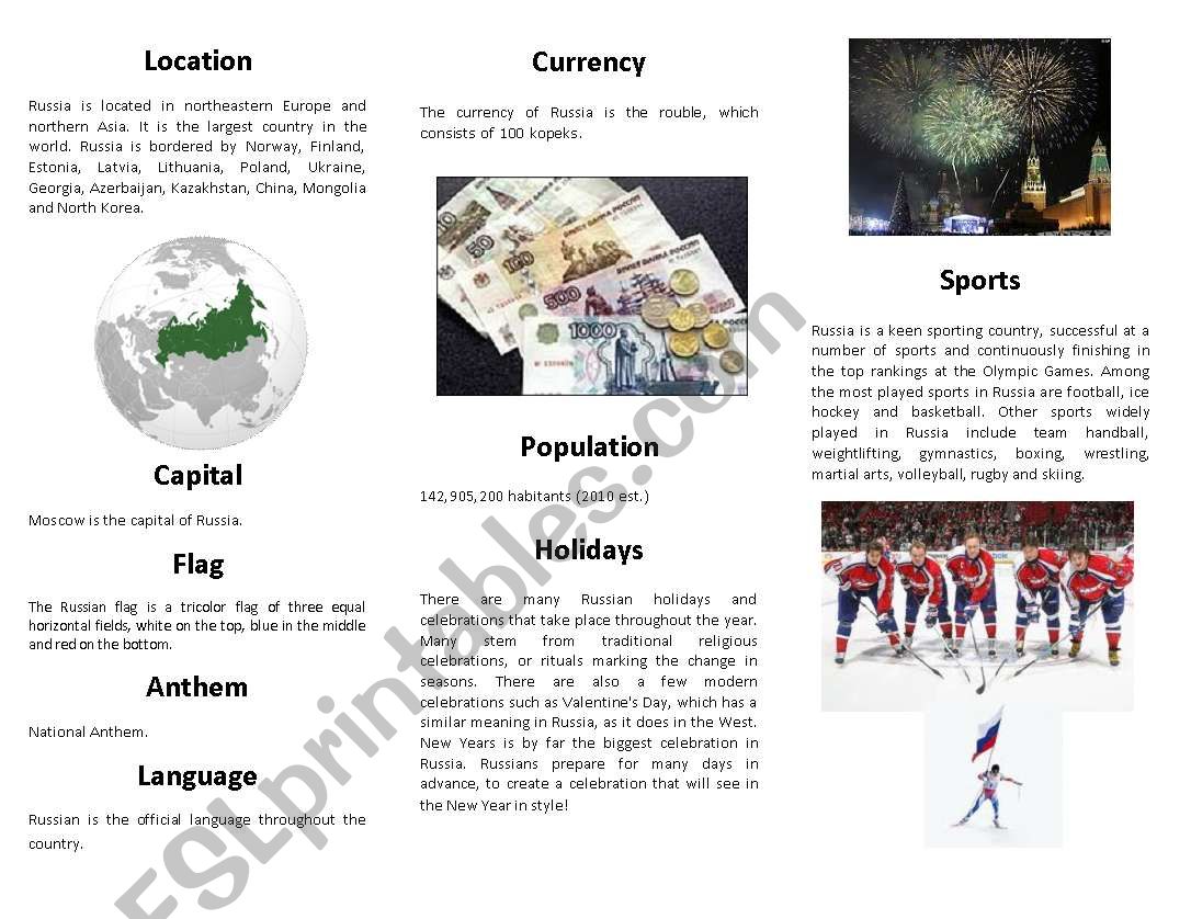 Russia Worksheets