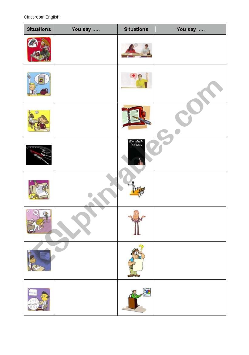 English worksheets: Pupils´Classroom English