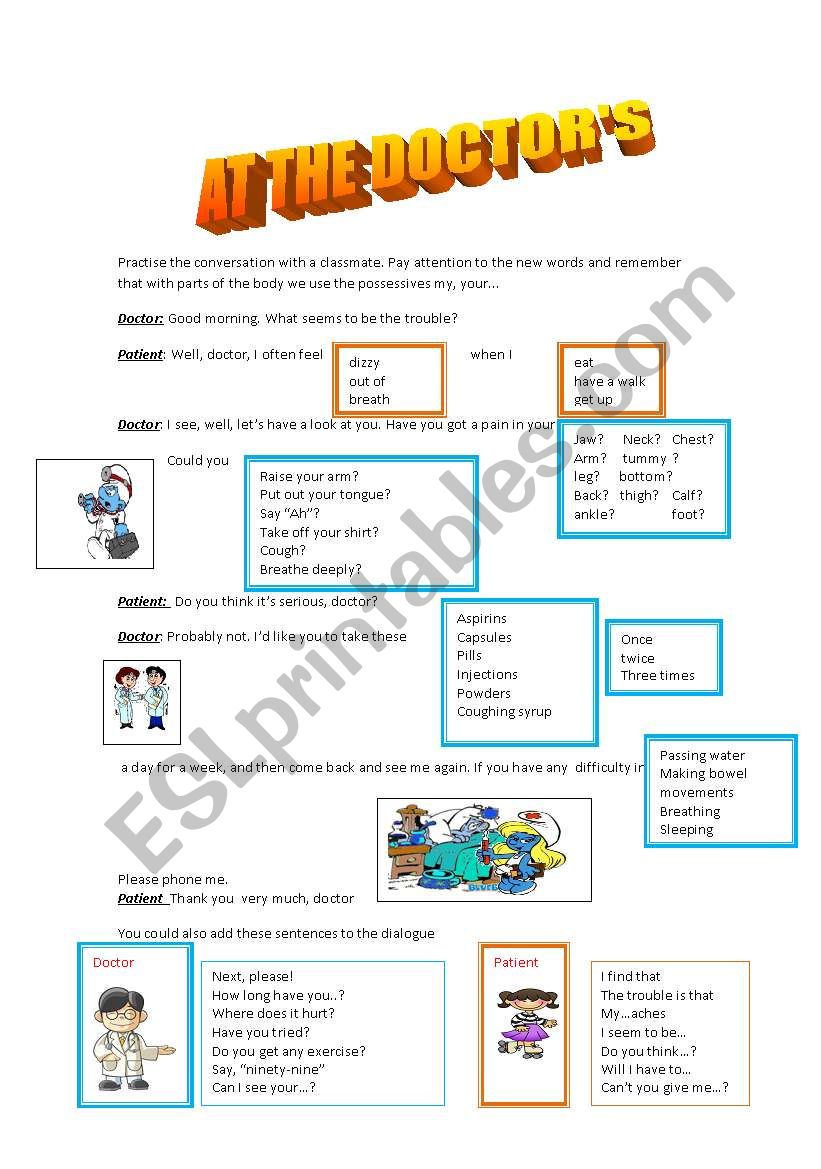 conversation at the doctor´s - ESL worksheet by nataliaalmoines