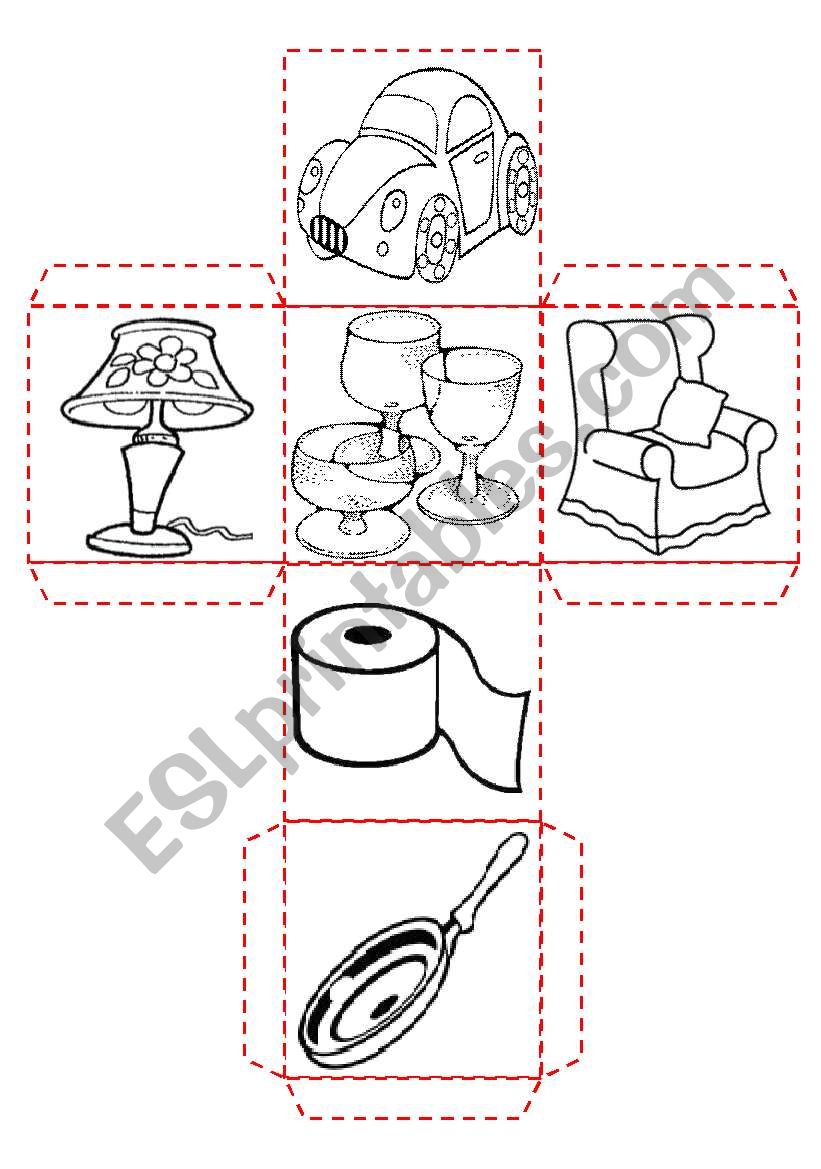 Household objects and rooms dice – vocabulary worksheet • rooms ...