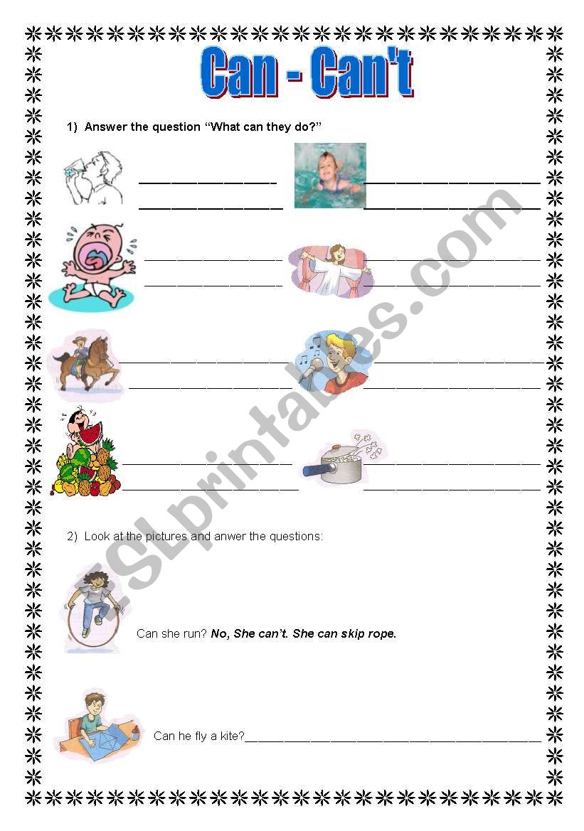 Can can´t - ESL worksheet by sandratheenglish