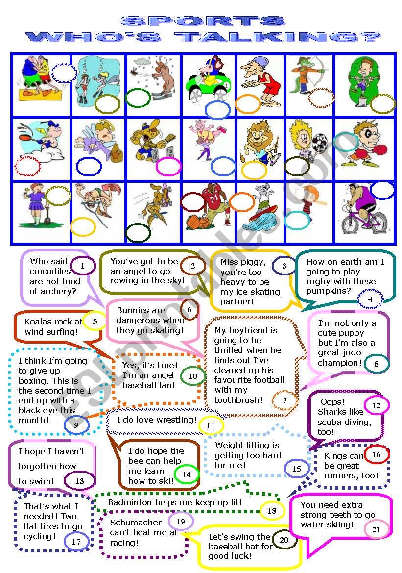 SPORTS.WHO´S TALKING?/11 - ESL worksheet by Thessaloniki