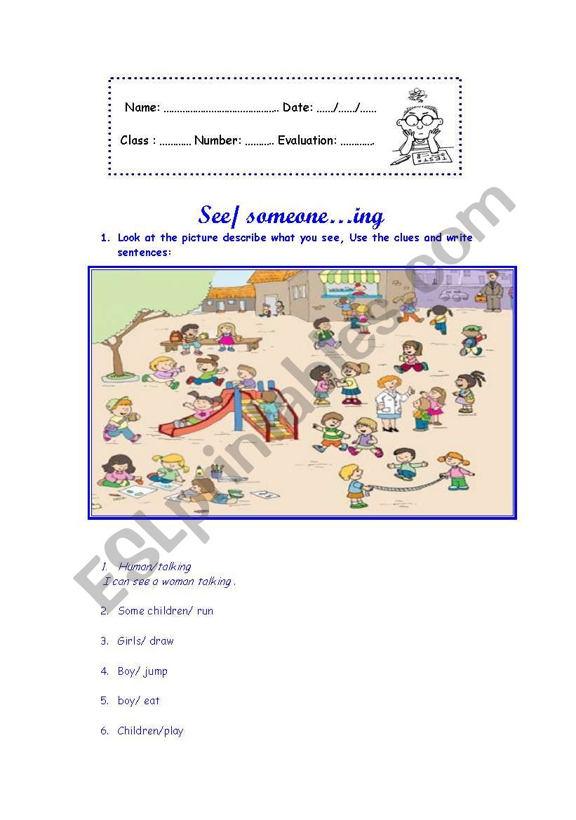 See/ someone…ing - ESL worksheet by vanda51