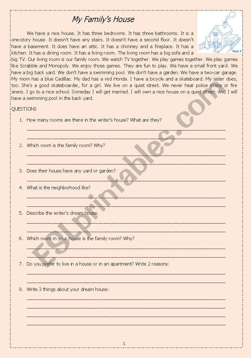 My family´s house - ESL worksheet by gialai