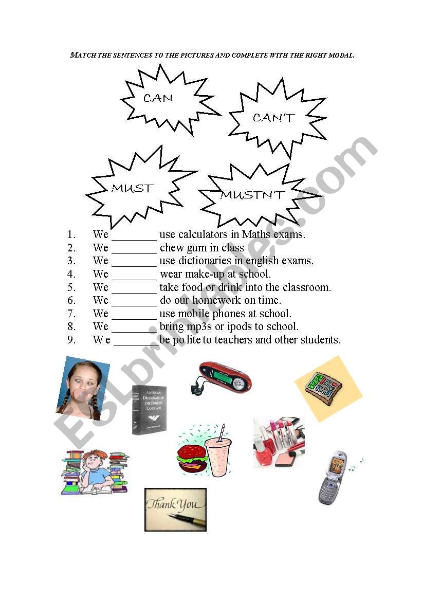 must mustn´t can can´t - ESL worksheet by natycou