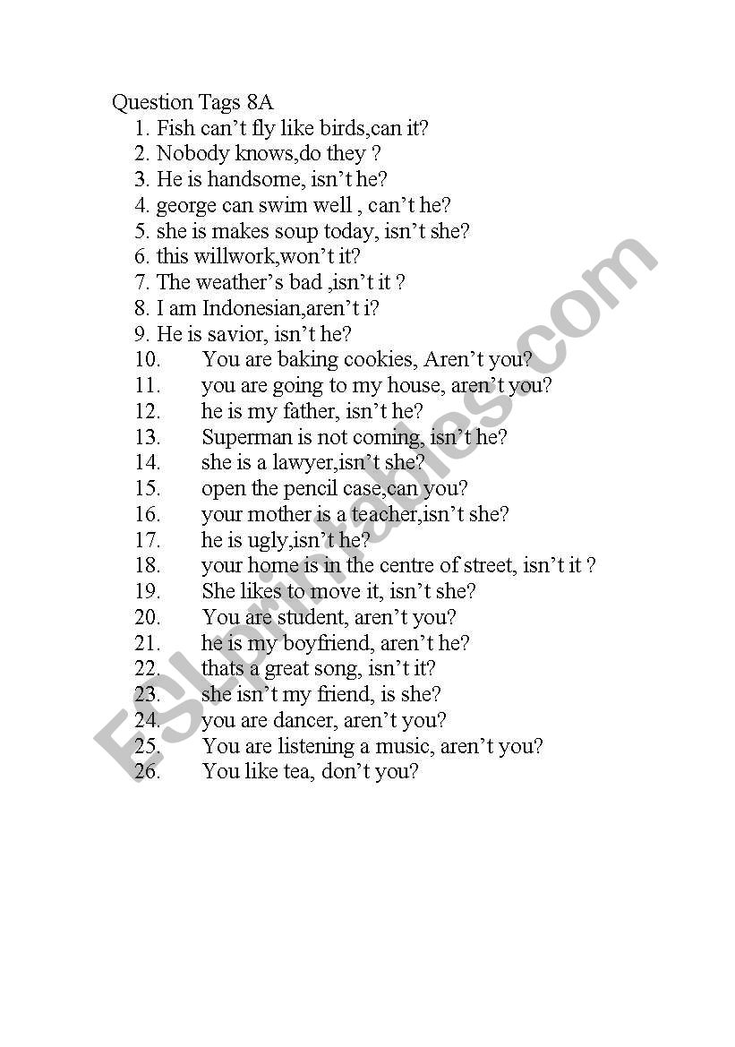 25 Questions Tag List 25 Questions Tag List