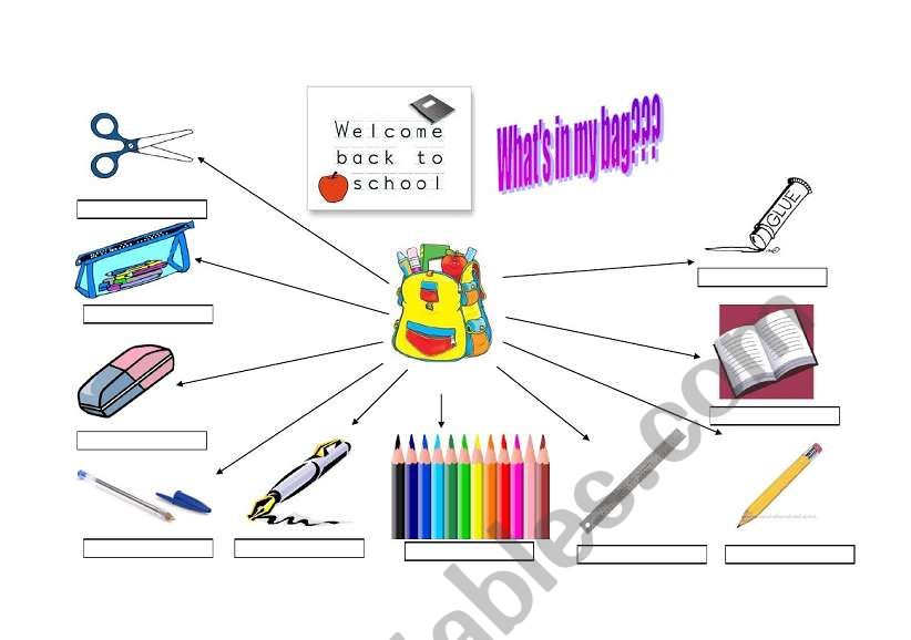 What´s in my bag? - ESL worksheet by gwen56