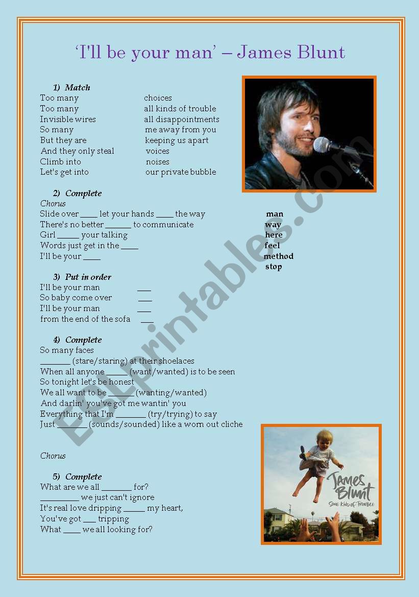 I´ll be your man - ESL worksheet by Magda_teacher