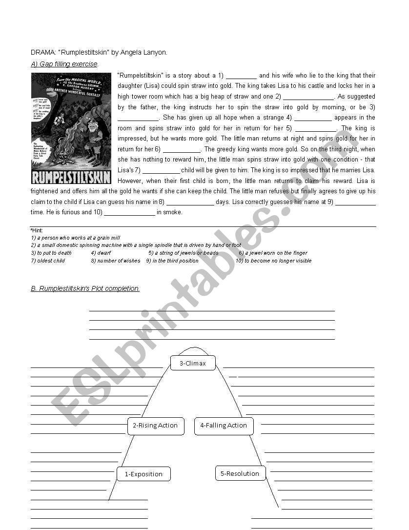 Literature: Rumplestiltskin´s Study Guide - ESL worksheet by happyteach86