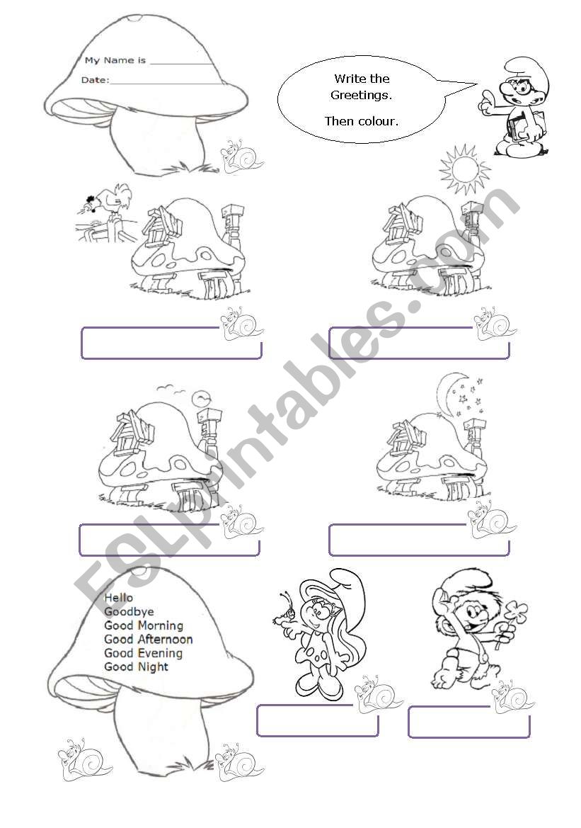 Good Morning Smurfs! - ESL worksheet by luziafernandes