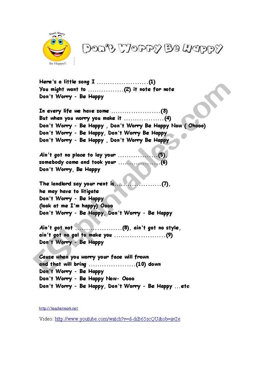 Don´t Worry - Be Happy - ESL worksheet by keekwai