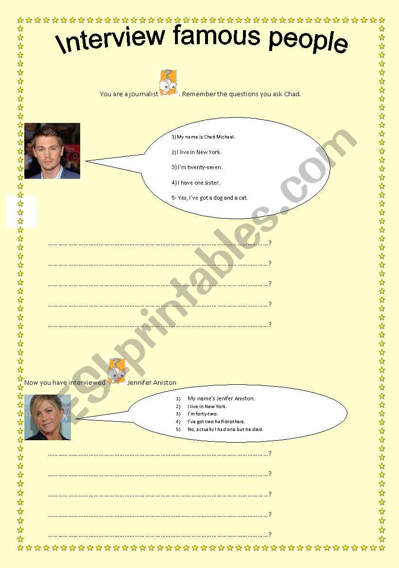 Ask questions about famous people´s identity - ESL worksheet by krokette
