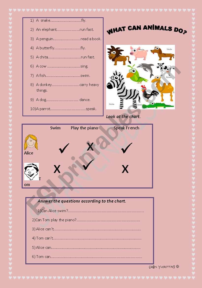 can can´t with animals - ESL worksheet by cagriyurttas