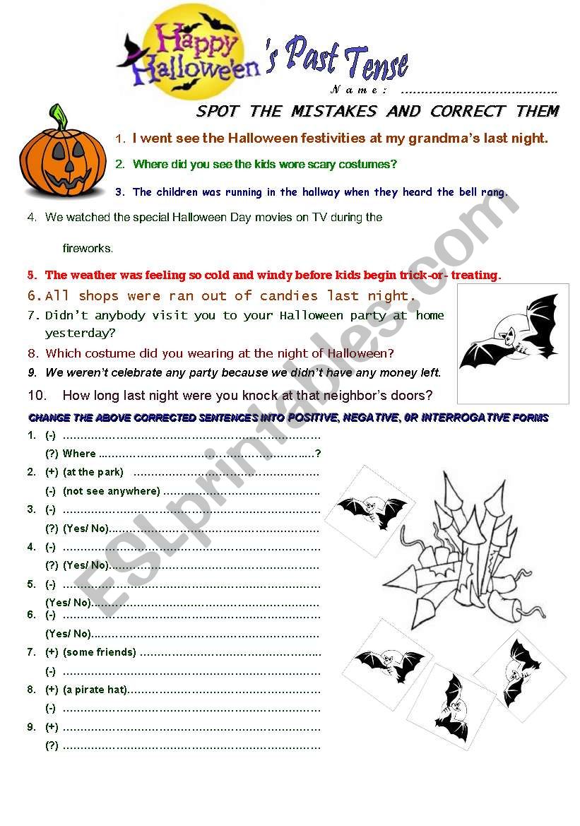 HalloweenÂ´s Past Tense - ESL worksheet by endopjy