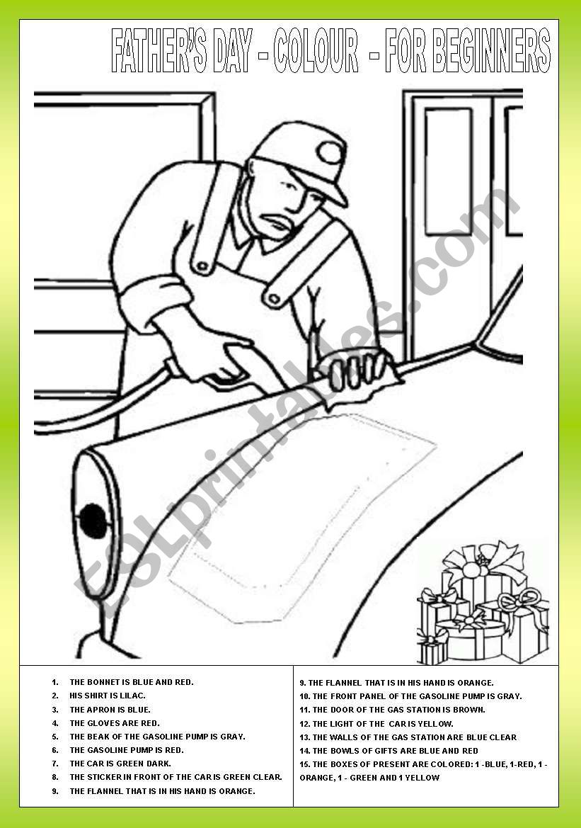 FATHER´S DAY COLOUR - ESL worksheet by Ell@