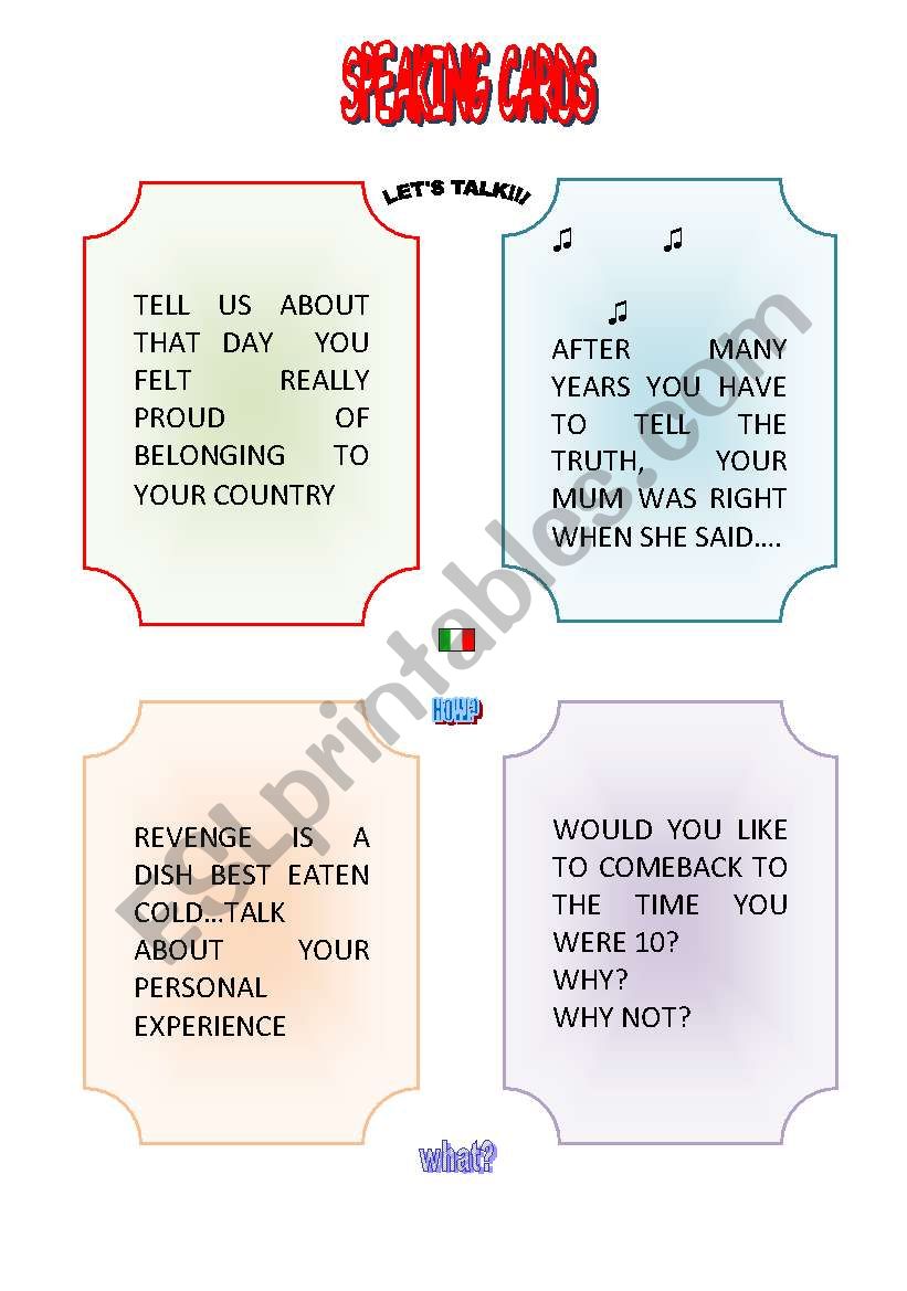 LET´S TALK-CONVERSATION CARDS - ESL worksheet by magherinis