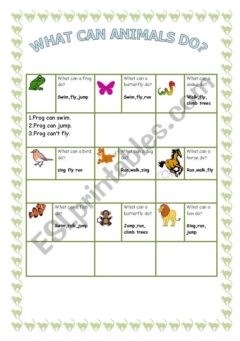 What can animals do? "CAN, CANÂ´T" - ESL worksheet by M.ayda
