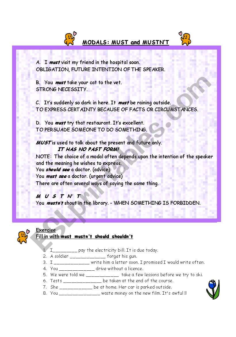 Modals - Must & Mustn´t - ESL worksheet by gilorit