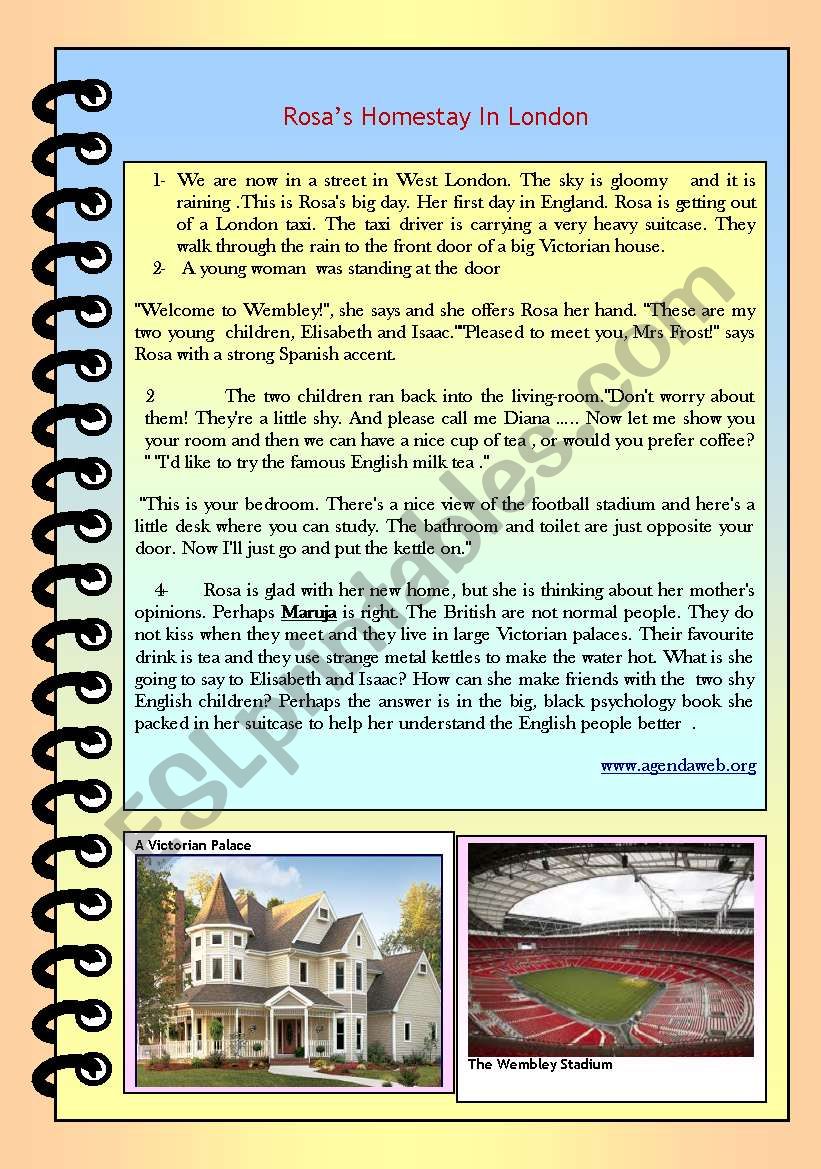 Rosa´s Homestay In London - ESL worksheet by nourelhouda1