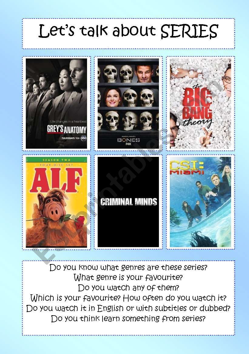 Let´s talk about SERIES - ESL worksheet by crusher