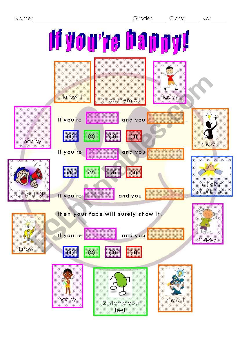 If you´re happy and you know it - ESL worksheet by alien boy