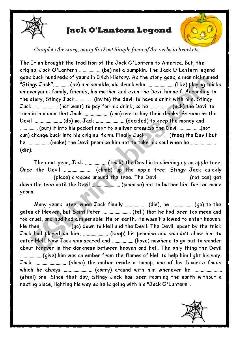 Jack O´Lantern Legend - ESL worksheet by tanyapple7