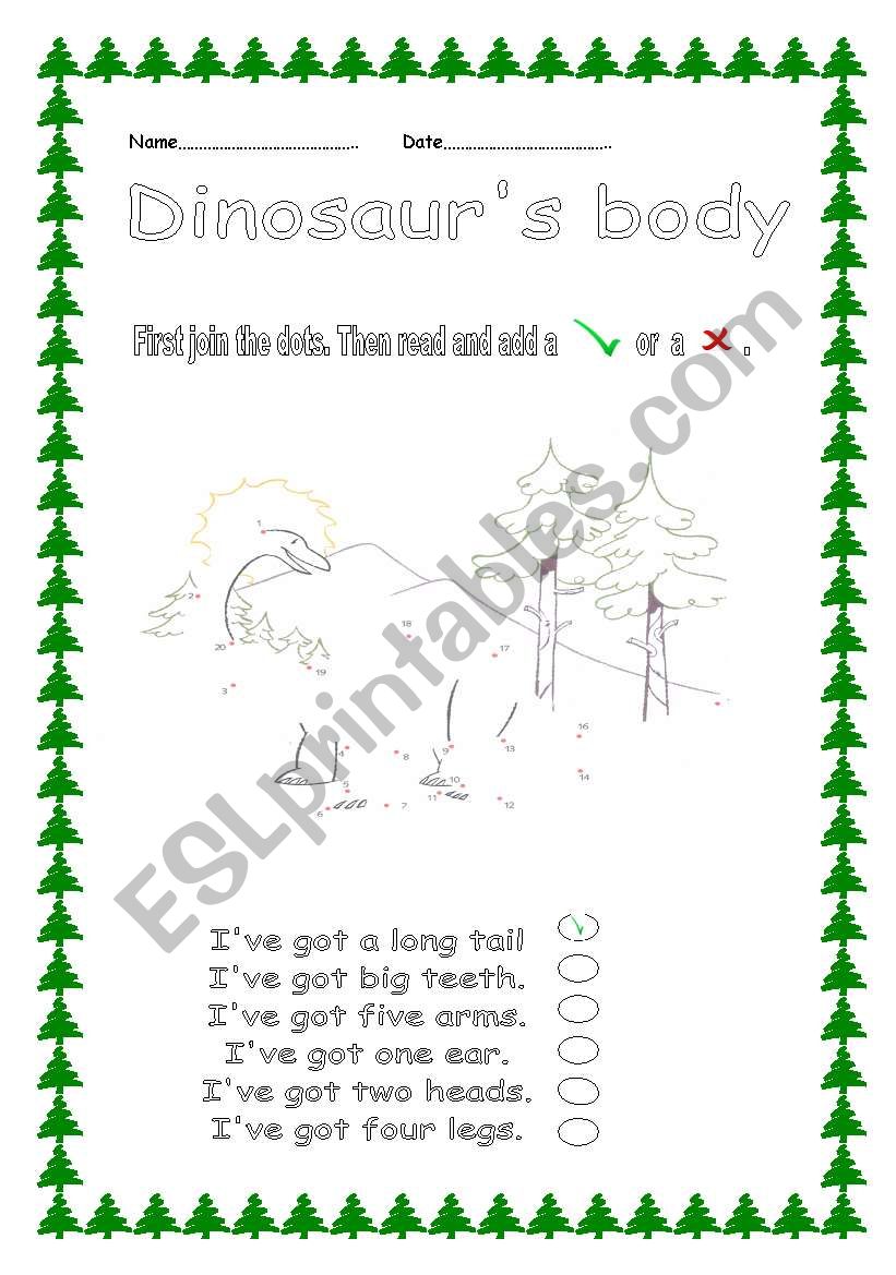 English worksheets: dinosaur´s body