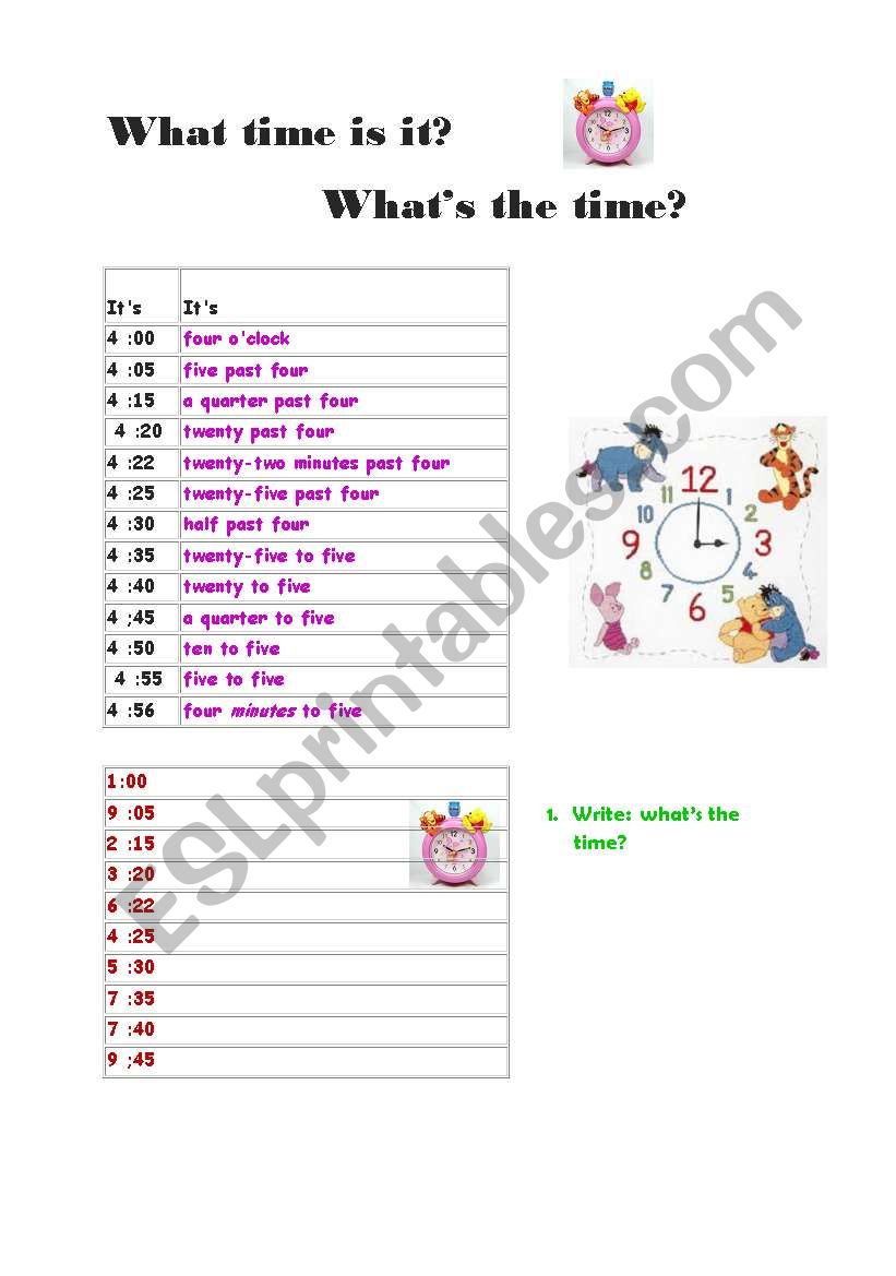 What´s the time? - ESL worksheet by pinkchocolate