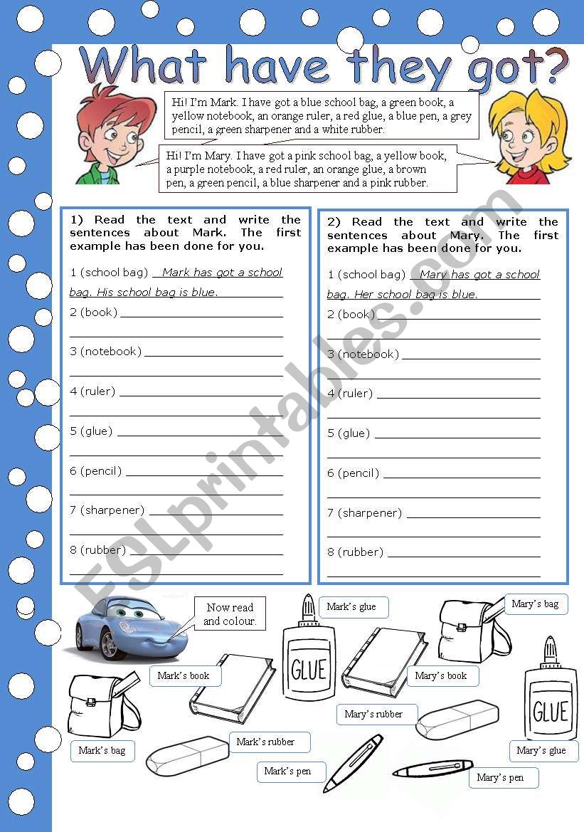what have they got (he´s got, she´s got, his/her) - ESL worksheet by ...