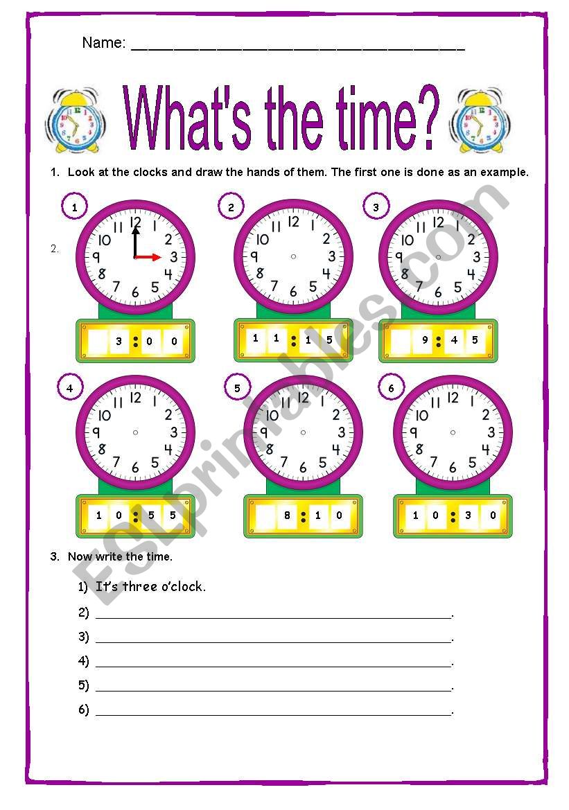 What´s the time? - ESL worksheet by arantxafer1