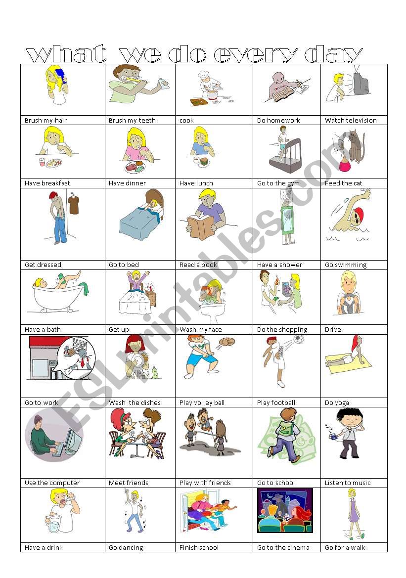 typical day verbs - ESL worksheet by primpi typical day verbs - ESL worksheet by primpi
