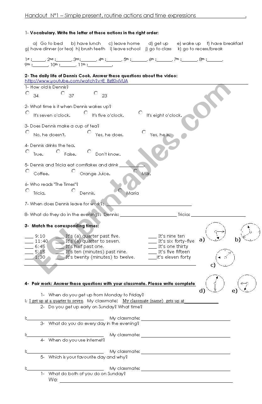 Daily routine and Mr Bean´s routine - ESL worksheet by juanelox