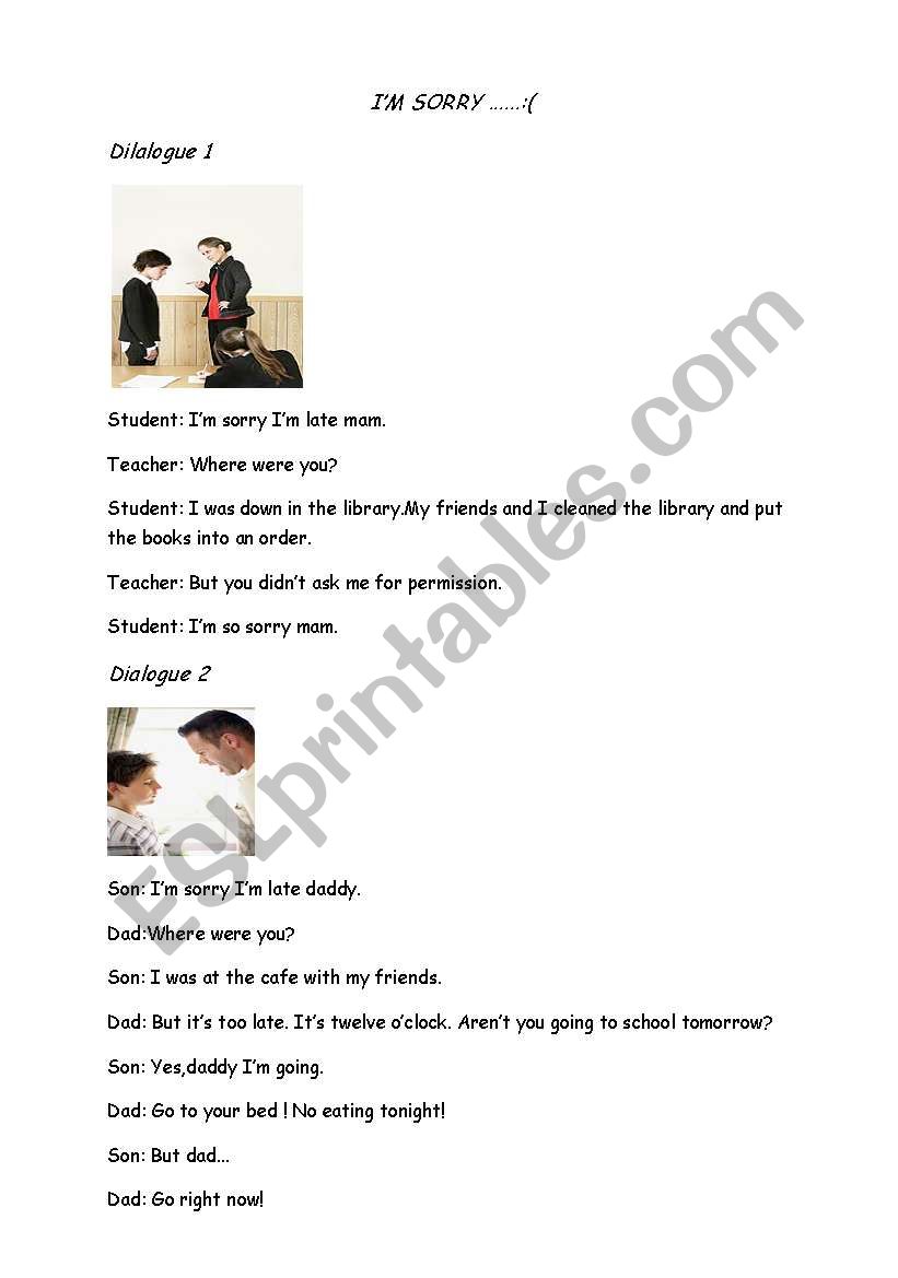 I´m sorry I´m late! - ESL worksheet by yldrmozlm
