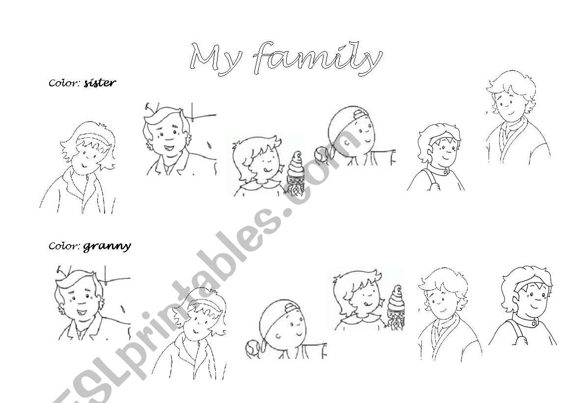 Caillou´s family - ESL worksheet by andrestorres