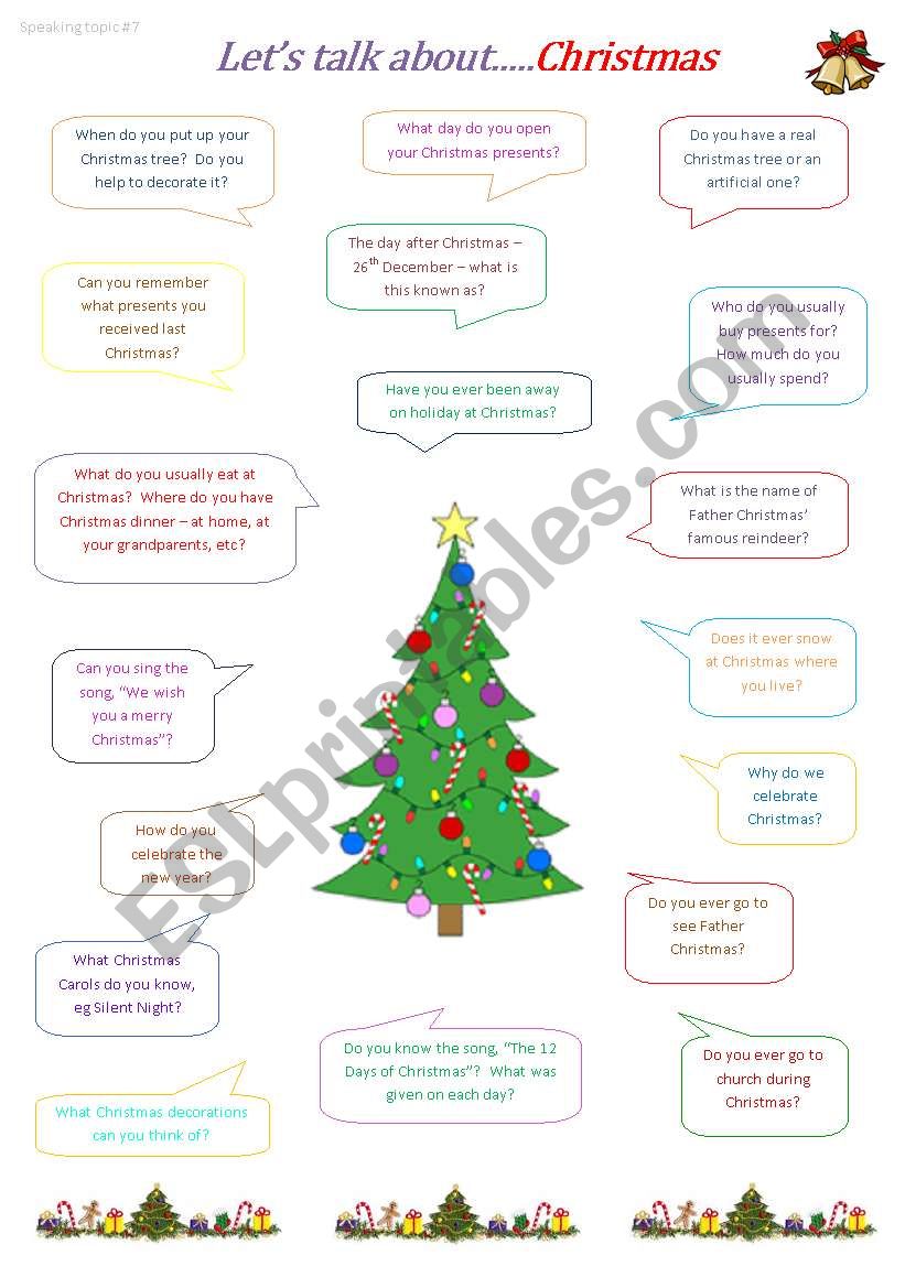 LetÂ´s Talk About...Christmas - ESL worksheet by muppet007