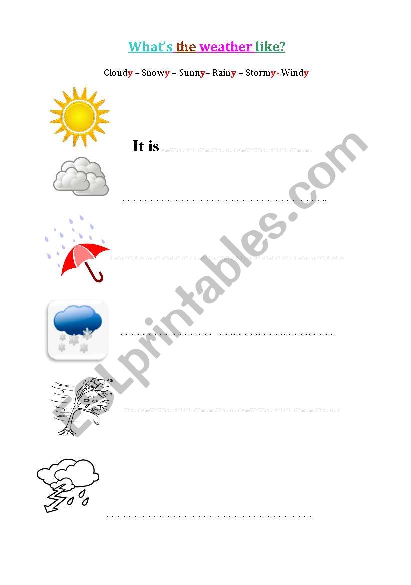 English worksheets: What’s the weather like?