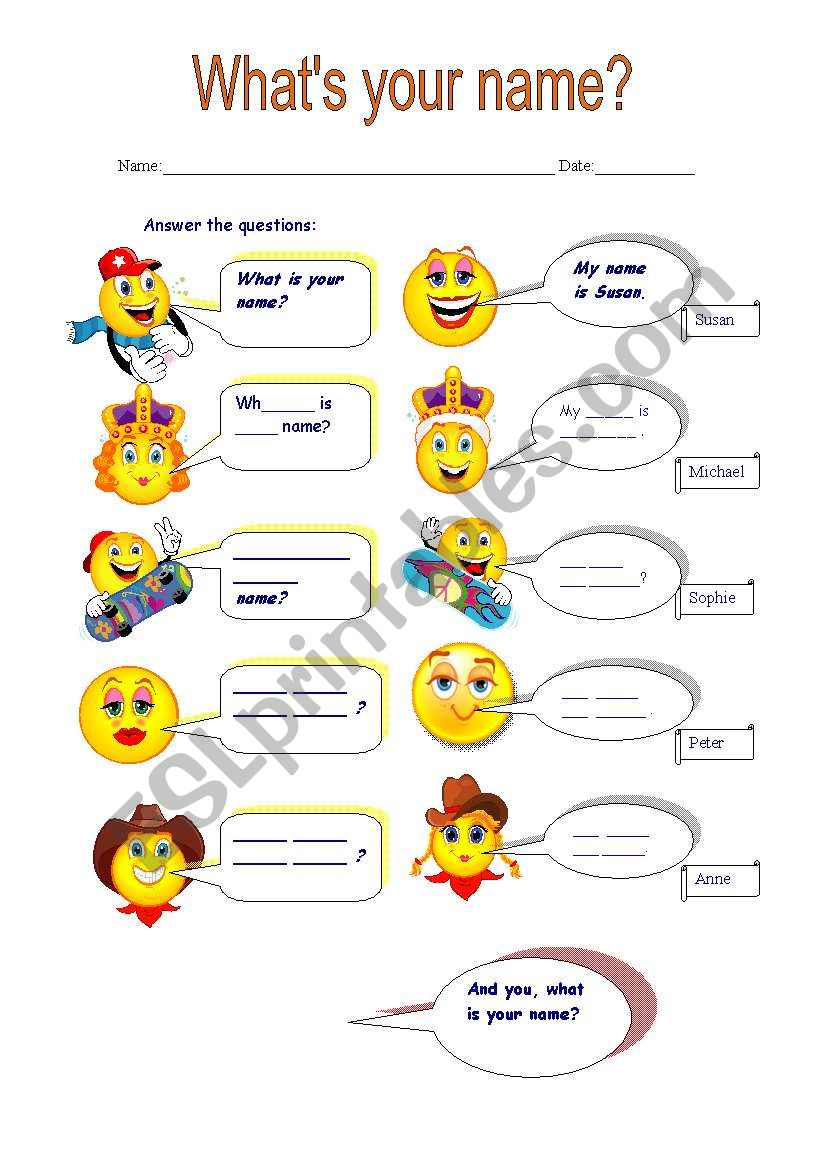 what´s your name? - ESL worksheet by sivartan
