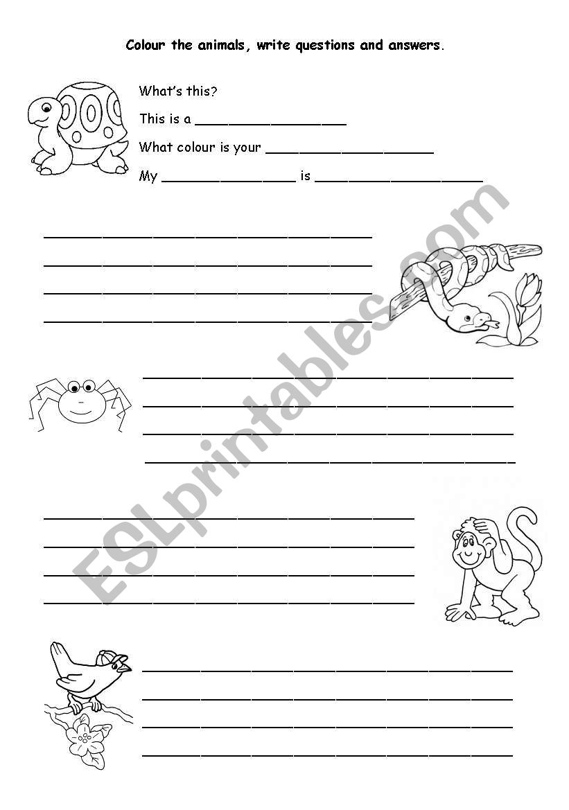 Animals - WhatÂ´s this? What colour is your ...? - ESL worksheet by ...
