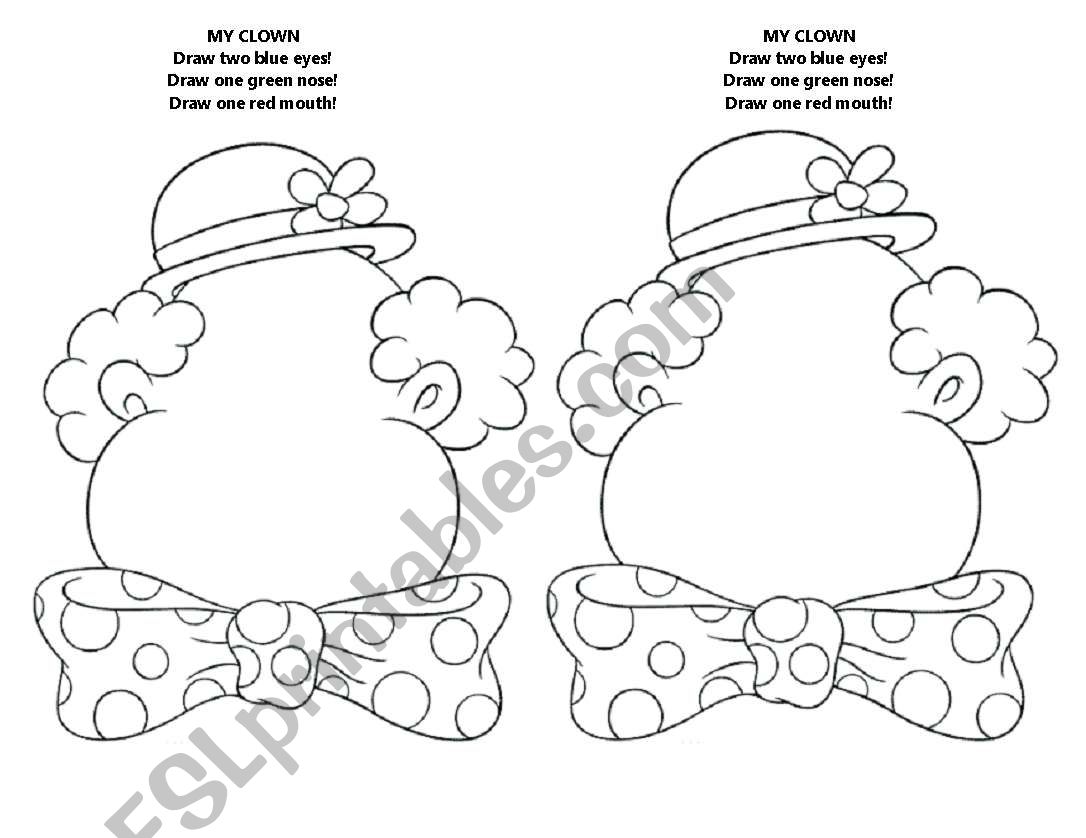 Clown´s face - ESL worksheet by slonya