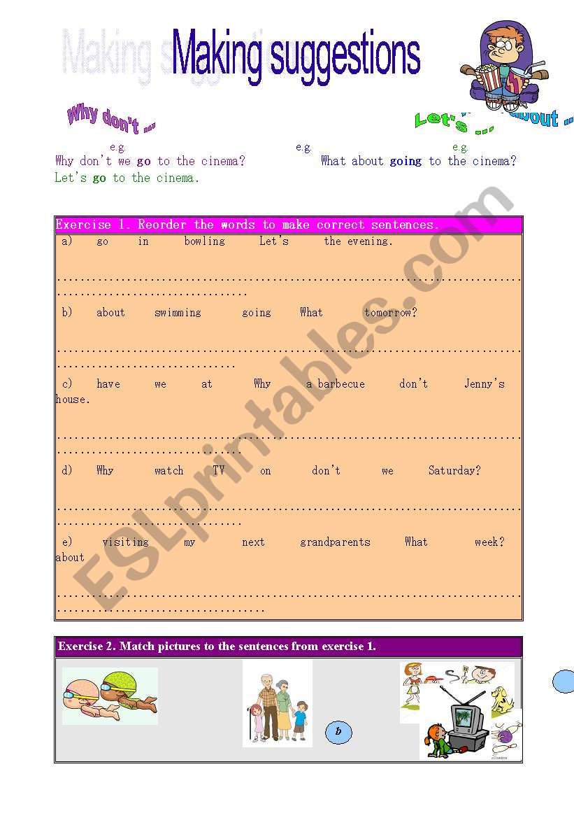 MAKING SUGGESTIONS (Why don´t you... What about.... Let´s ....) - ESL ...