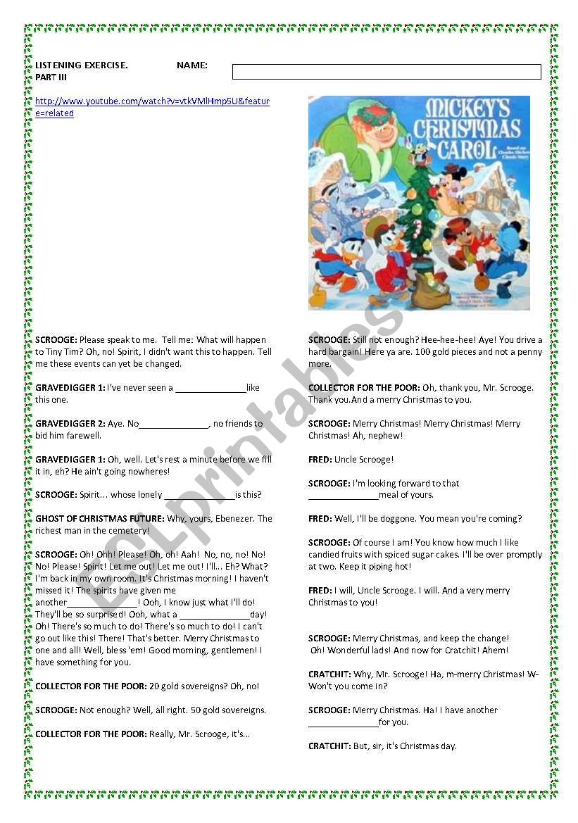 MICKEY´S CHRISTMAS CAROL 3/3 - ESL worksheet by breeccc