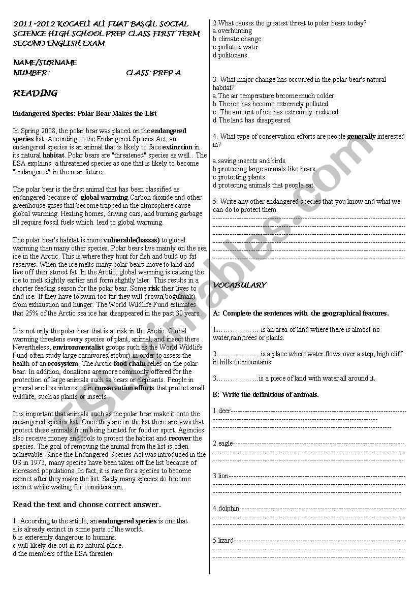 exam for prep class - ESL worksheet by cokamak exam for prep class - ESL worksheet by cokamak