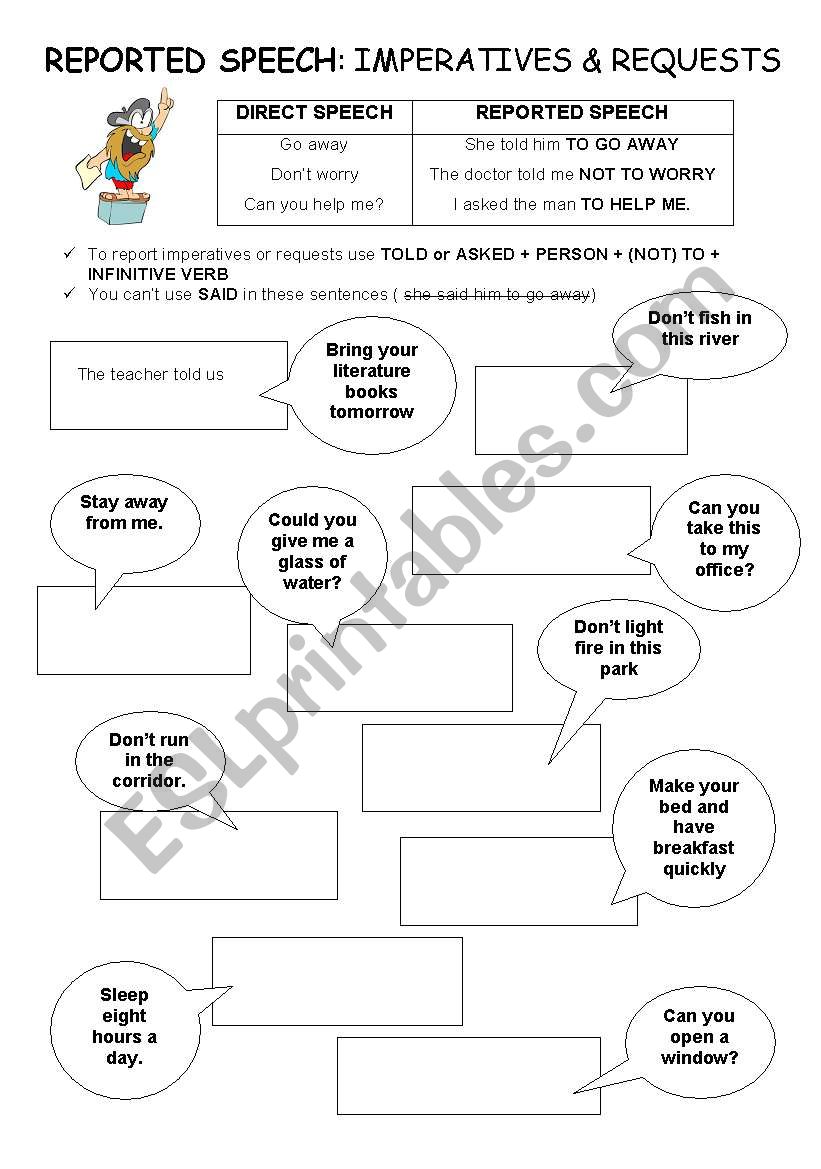 Reported Speech Commands - ESL worksheet by may.kedz Reported Speech Commands - ESL worksheet by may.kedz