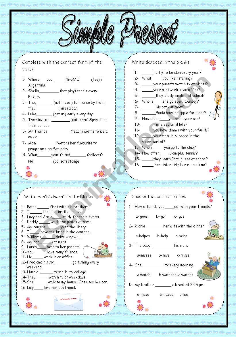 Present Simple- do-does-don´t-doesn´t - ESL worksheet by Miri75