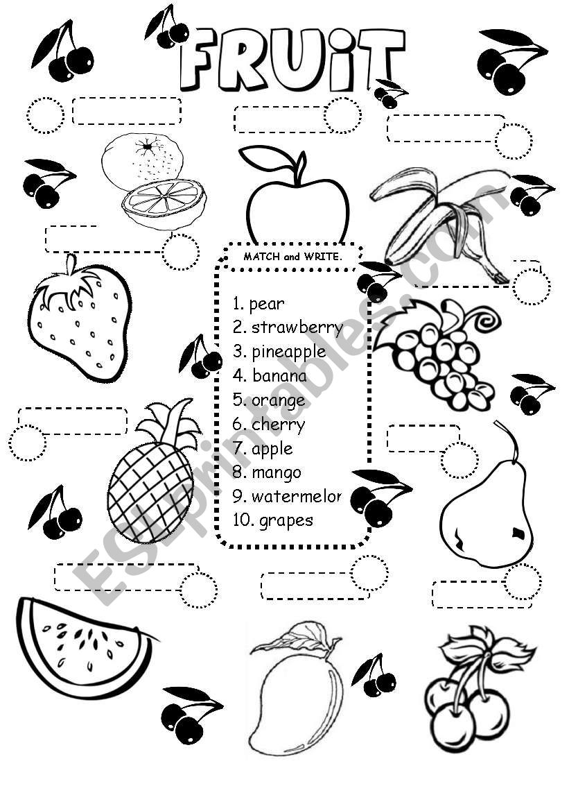 FRUIT Worksheet ESL Worksheet By Iamirish21