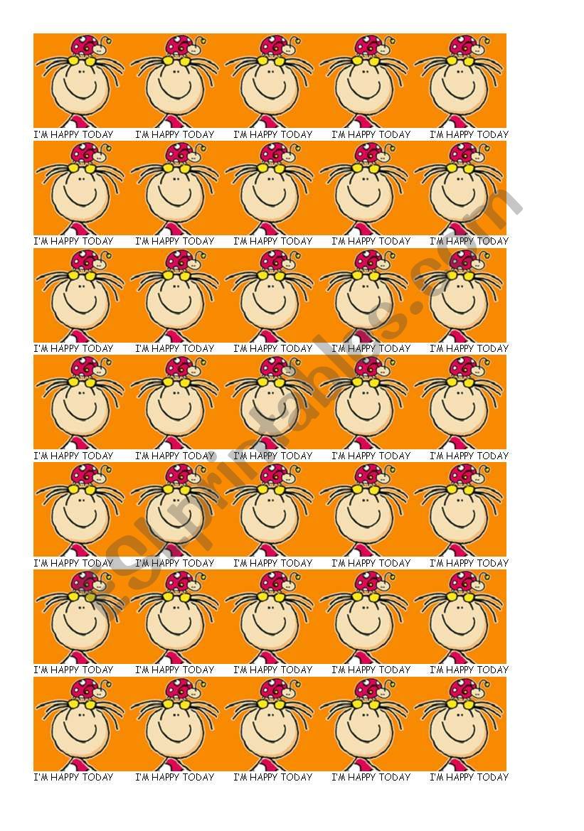 I´m happy today reward token - ESL worksheet by englishbutterflies