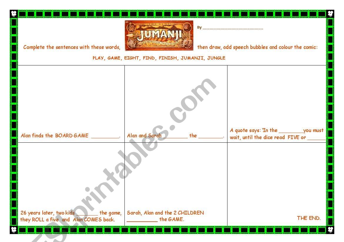 English worksheets: Comic based on the film ´Jumanji´