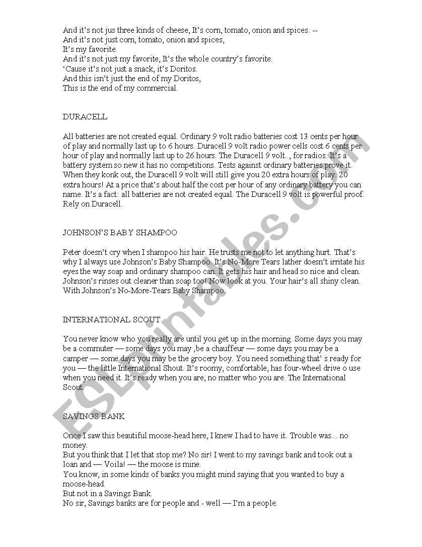 Tv Commercial Script