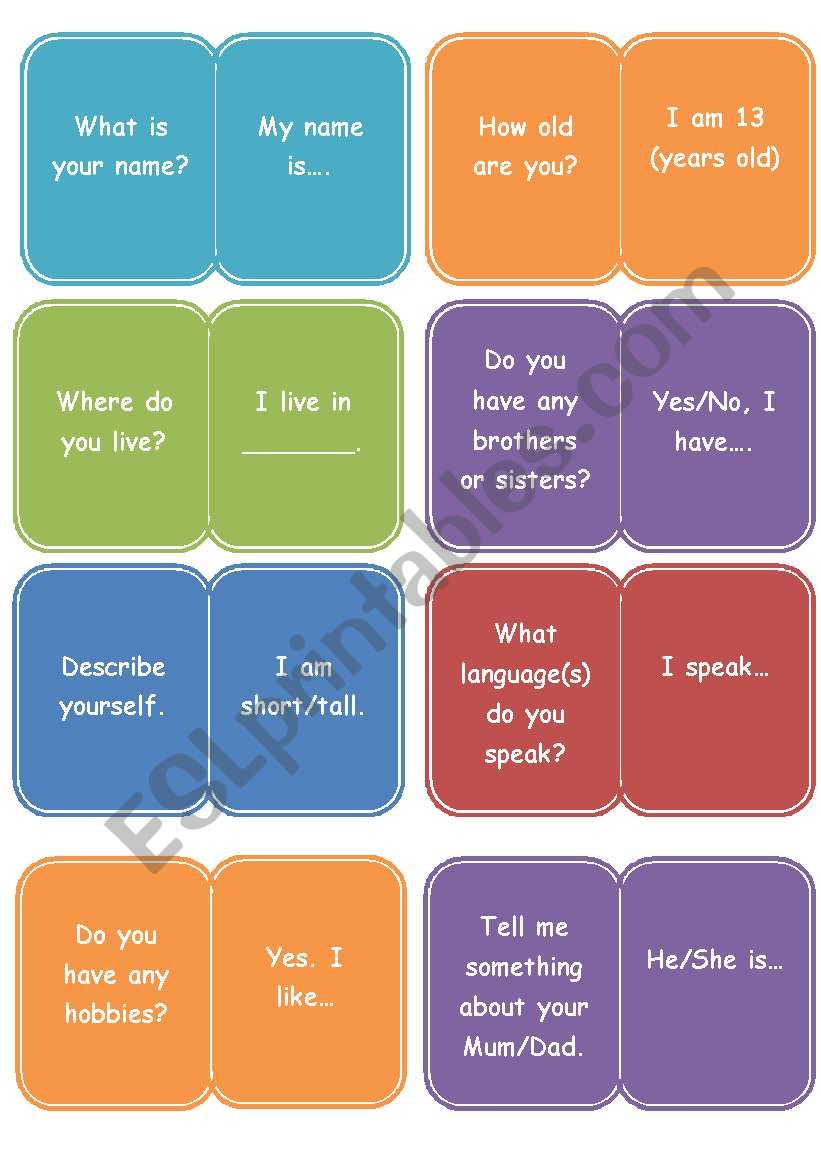 Question/Answer Card What´s your name? - ESL worksheet by perlaqb