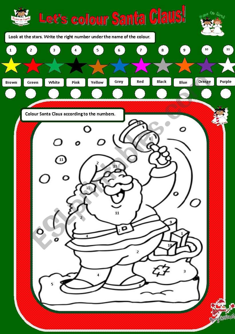 Let´s colour Santa Claus. - ESL worksheet by anaisabel001